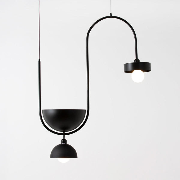 Belki Double Pendant Light in Matt Black Finish 2 x E27 H:160mm Dome ...